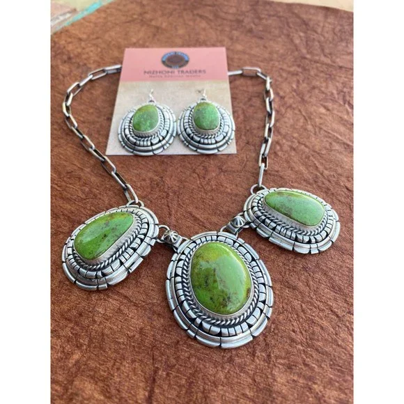 Nizhoni Traders Llc | Jewelry | Navajo Gaspeite Sterling Silver ...